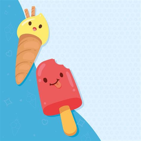 아이스크림 귀여운 캐릭터 프리미엄 벡터