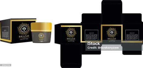 化妝品容器與豪華黑色和金色框圖示設計設計範本和樣機的框向量圖形及更多全景圖片 全景 剪裁圖 包裝品 Istock