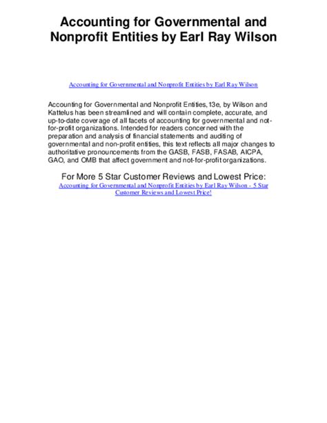 Accounting For Governmental And Nonprofit Entities