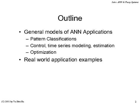 Intro Ann Fuzzy Systems Lecture 2 Applications