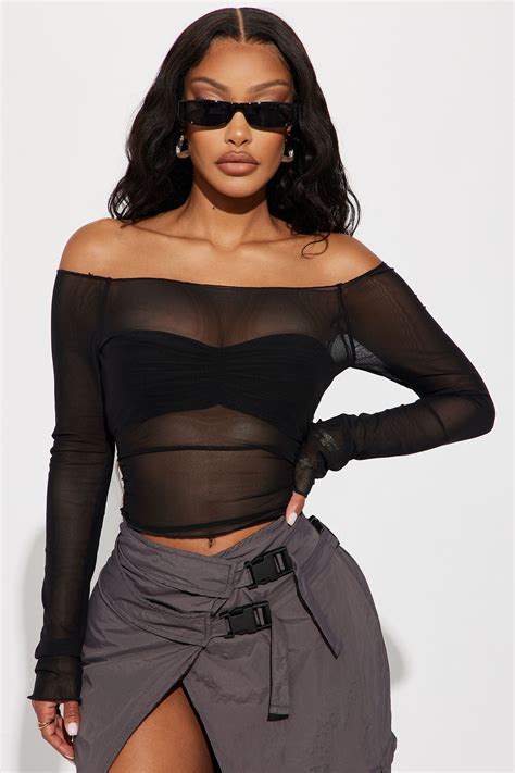 Never Ending Mesh Top Black Fashion Nova