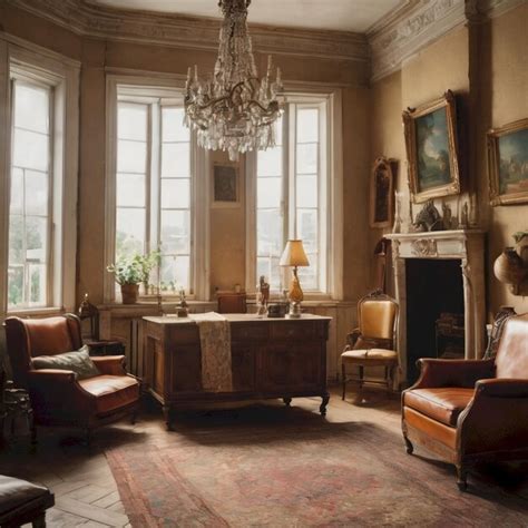 Vintage Room Interior Background Very Classic Premium Ai Generated Image