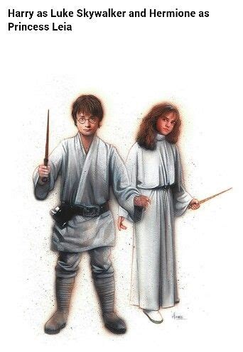 Harry Potter And Star Wars Mashup Luke And Leia Harry And Hermione