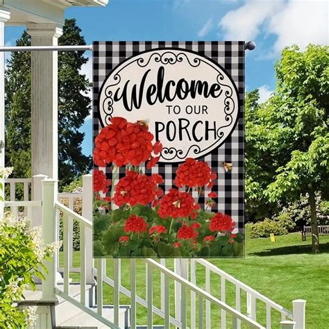 Charming Geranium Welcome Geranium Villa Double Sided Temu