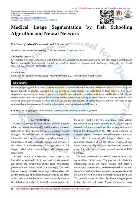 PDF Medical Image Segmentation By Fish Schooling Algorithm And Neural Network