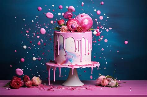 Premium Photo Whimsical Buttercream Birthday Cake
