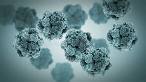 Biomedical Visualization Of The Norovirus With Red Blood Cells Stock
