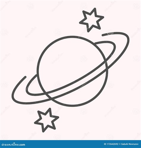 土星细线图标 有环和恒星的行星 天文矢量设计概念、轮廓式象形图 向量例证 插画 包括有 环形 艺术 172642692