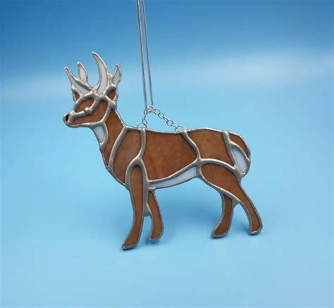 Stained Glass Brown Deer Ornament Suncatcher Etsy