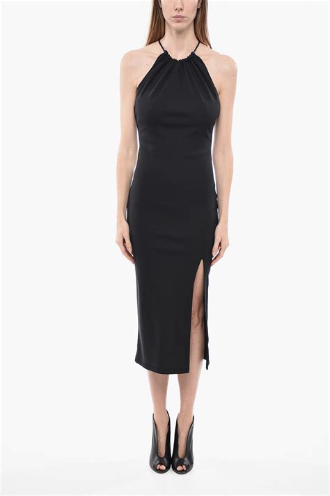 Anouki Viscose Blend Halter Sheath Dress With Back Zip Women Glamood