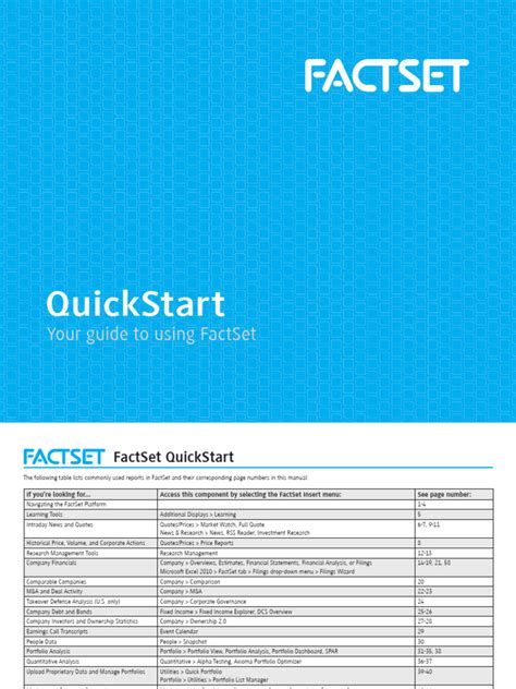 Factset Quickstart Pdf Fact Set Keyboard Shortcut