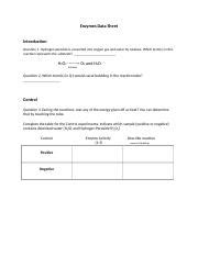 Enzyme Data Sheet Docx Enzymes Data Sheet Introduction Question Hydrogen Peroxide Is