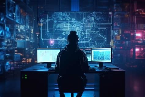 Premium Ai Image Hacker Silhouette Computer Code Faceless Male Hacker