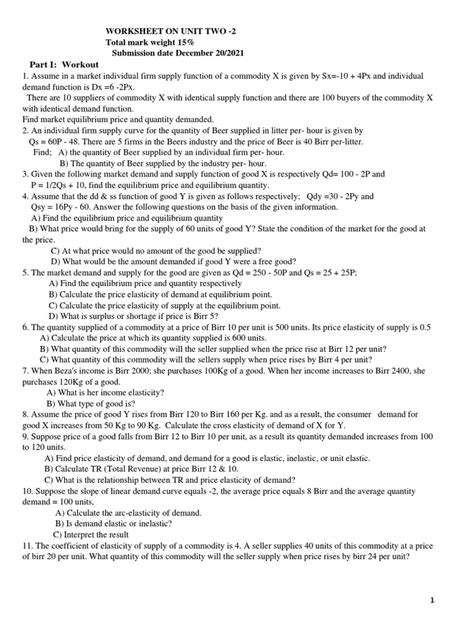 Intro To Econ Worksheet 2 On Unit 2 Pdf