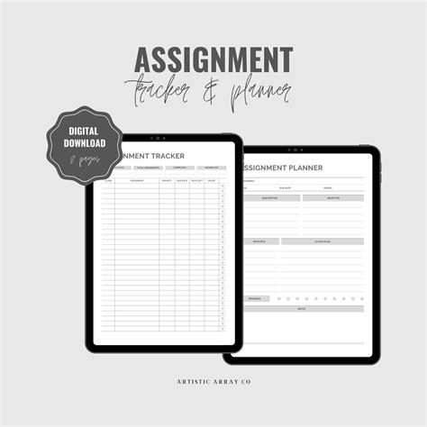 Printable Assignment Tracker Printable Assignment Planner Student