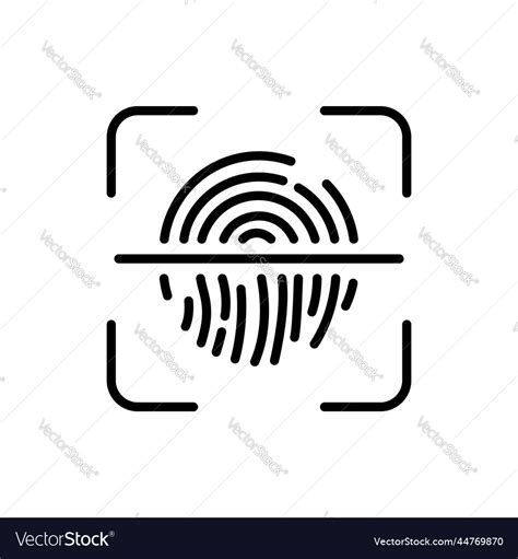 Reset Password By Fingerprint Identification Line Vector Image