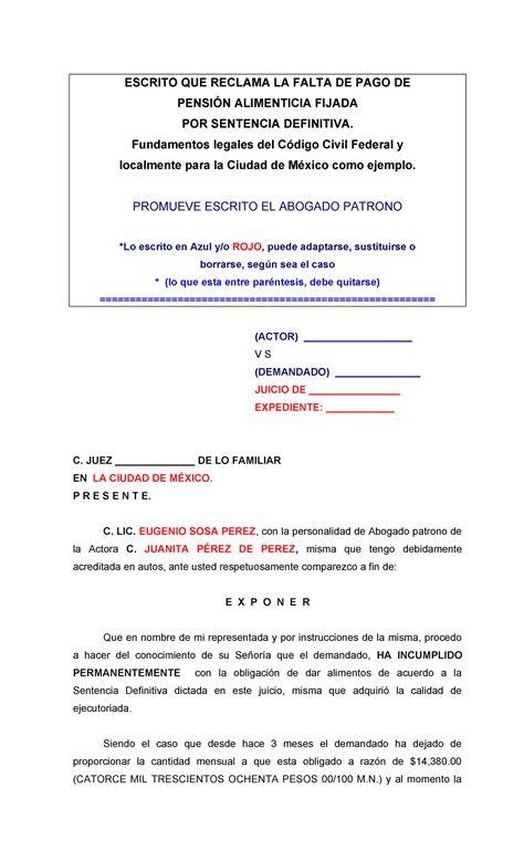 F Escrito Reclamacic 3b3n Pension Escrito Que Reclama La Falta De