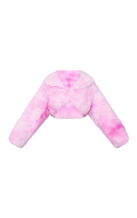 Pink Cropped Faux Fur Coat Outerwear Prettylittlething