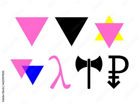 Triangle Badges Lgbt Biangles For Bisexuality Lambda For Gay