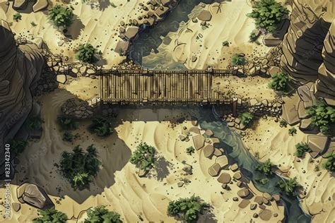 Ilustración De Stock Dnd Battlemap Desert Bridge Map A Detailed Battle