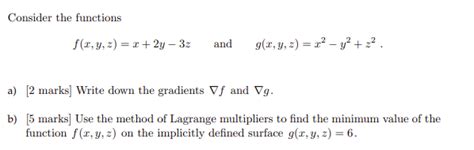 Solved Consider The Functions Fxyzx2y−3z And