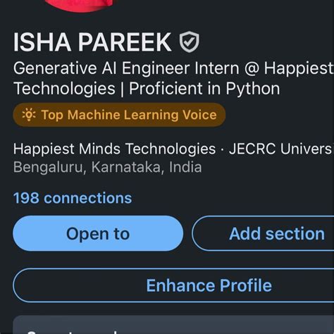 Isha Pareek On Linkedin Machinelearning Ai Linkedintopvoice