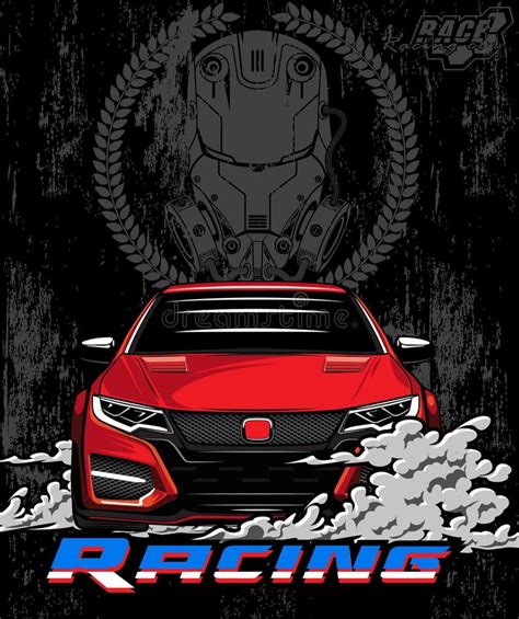 Plantilla Del Diseño Gráfico Del Logotipo Del Coche De Competición Stock de ilustración
