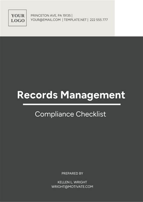 Free Records Management Compliance Checklist Template To Edit Online