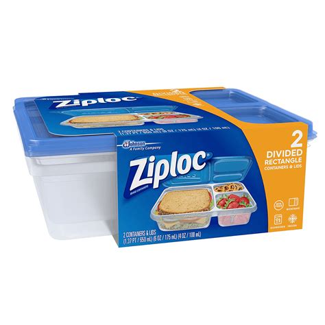 Ziploc Divided Rectangle Containers And Lids Pk Of 2 Rossy