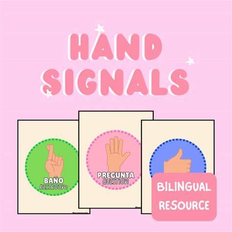 Classroom Hand Signals Multicolor Bilingual By Teachers Roundup