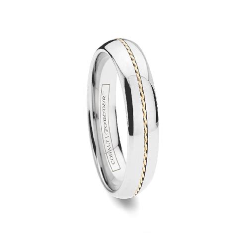 6mm Hand Woven Gold Inlay Cobalt Wedding Band Tungsten World