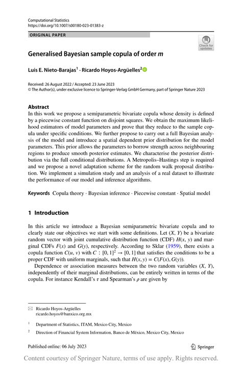 Generalised Bayesian Sample Copula Of Order M