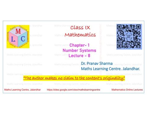 Class 9 Chapter 1 Number Systems Lecture 8 Laws Of Exponents Ppt