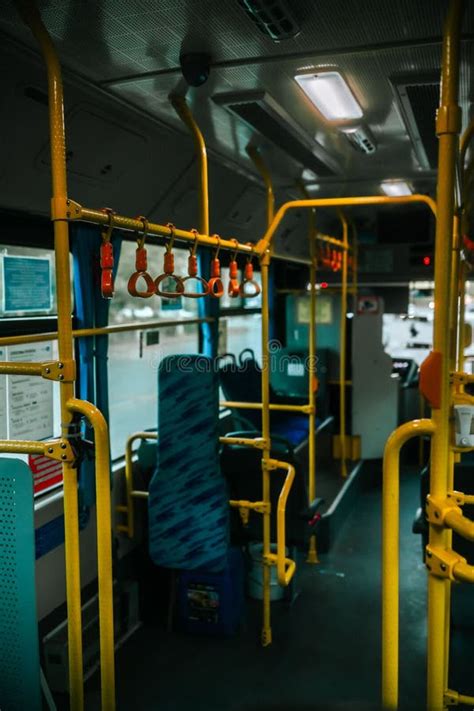 Vertical Shot Of Inside Of Empty Public Bus Stock Image Image Of