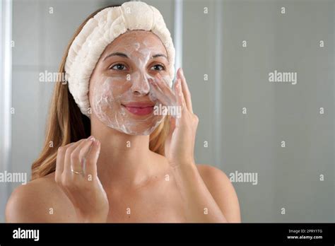 Skincare Woman Washing Face Foaming Soap Scrubbing Skin Face Wash