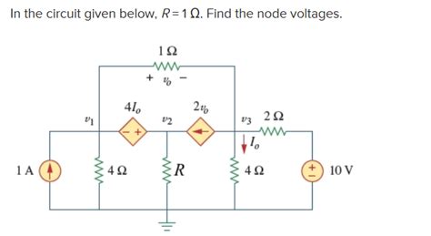 solved by an expert in ﻿the circuit given below r 1Ω ﻿find the node