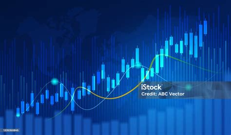 블루 배경에 주식 시장 투자 거래의 비즈니스 촛불 스틱 그래프 차트 강세 점 그래프의 상승 추세 이코노미 벡터 설계 개념에 대한 스톡 벡터 아트 및 기타 이미지 Istock