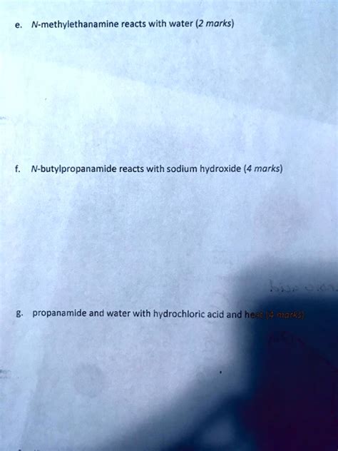 Solved N Methylethanamine Reacts With Water 2 Marks N