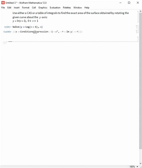 solved use a cas to find the exact area of the surface obtained by
