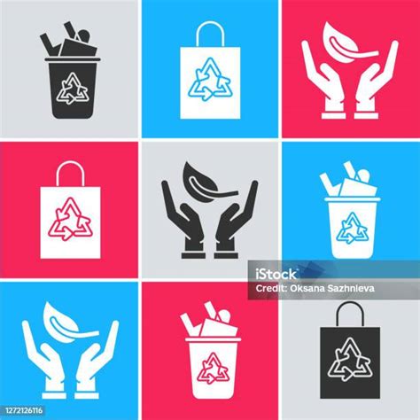 Atur Keranjang Sampah Dengan Simbol Daur Ulang Kantong Plastik Dengan