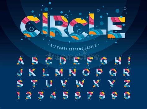 Abstract Colorful Circles Inside Alphabet Letters And Numbers Modern