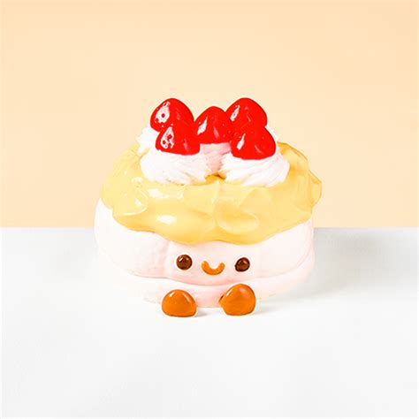 Tabasquishy™ Handmade Yellow Strawberry Tart Cake Taba Squishy Perfect Stress Relief Toy