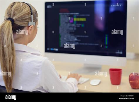 Startup Business Young Woman As Software Developer Working On Computer