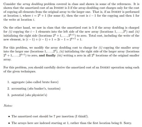 Solved Consider The Array Doubling Problem Covered In Class And Shown In 1 Answer