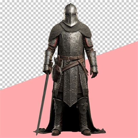 Premium Psd Crusader Knight With Chainmail Coif And Helmet Isolated