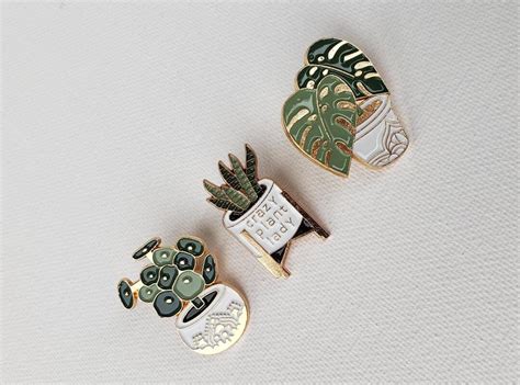 Enamel Plant Pins Single Or Bundle Etsy