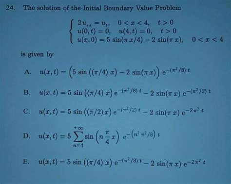 Solved The Solution Of The Initial Boundary Value Problem Chegg