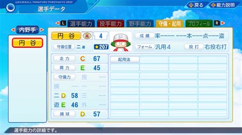 【パワプロ2022作成】円谷一義【サクセスキャラ】 じゅうペナ