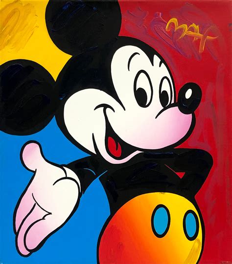 Peter Max Mickey Mouse 1995 Original Painting On Canvas Vibrant Colors