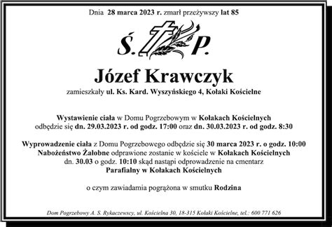 Śp Józef Krawczyk Nekrolog